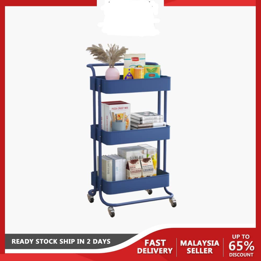 Borong 365 3 Tiers Multi-functional PP Plastic Tray Trolley Rack with ...