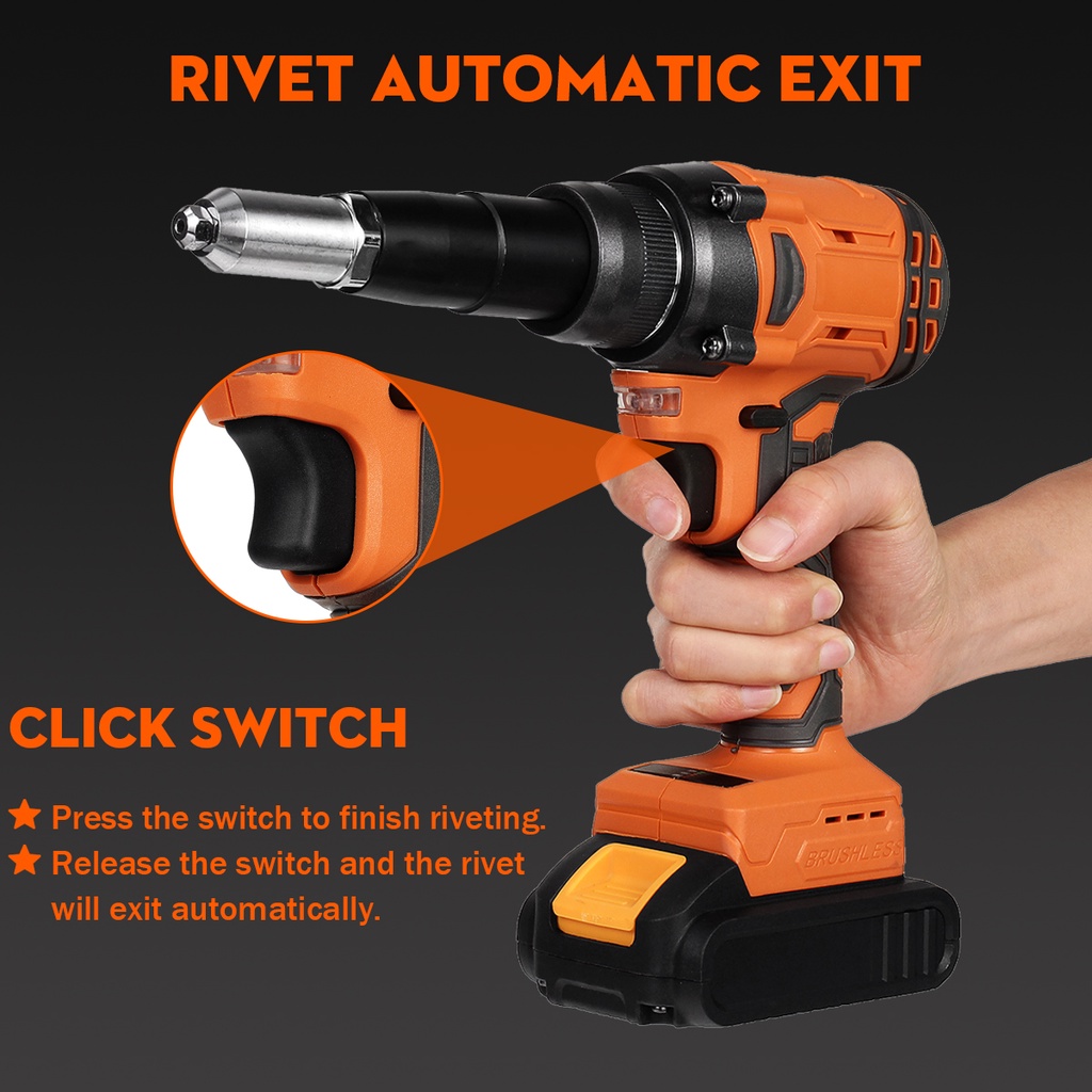Cordless Electric Rivet Guns Insert Nut Pull Riveting Tool 2.4-4.8mm ...