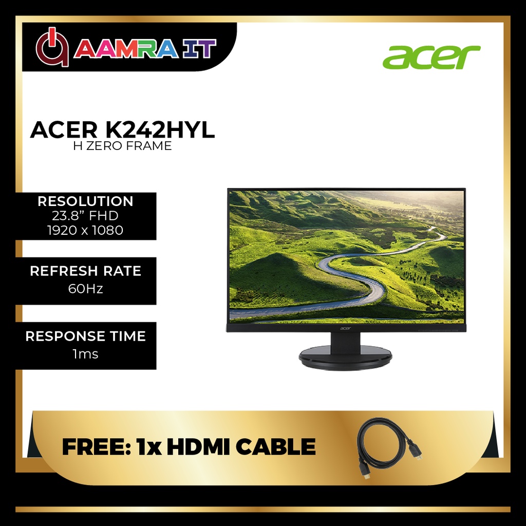 Acer K242HYL 23.8-inch Monitor IPS Full HD (1920 x 1080) Monitor (VGA ...