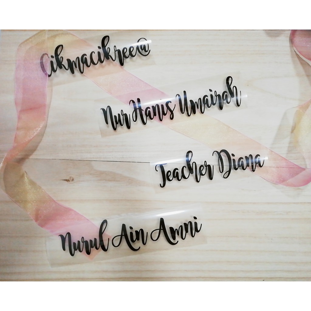 Sticker Kain/Baju/Beg - Personalized Free Name Custom Heat Press Iron ...