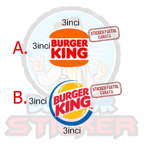 STIKER BURGER KING STICKER LUAR ATAU OUTDOOR PANTUL CAHAYA | Shopee ...