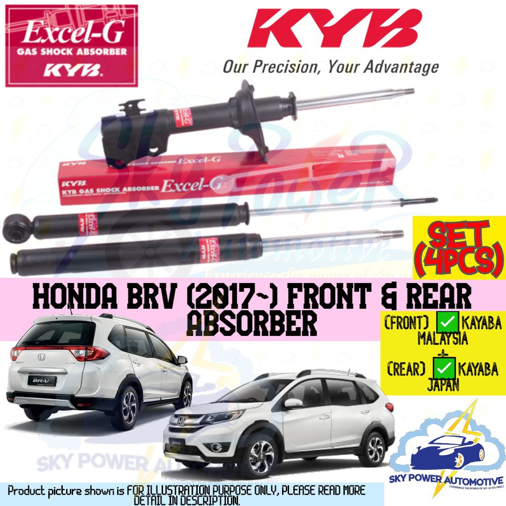 HONDA BRV (2017~) KAYABA (KYB) EXCEL-G GAS SHOCK ABSORBER (FRONT 2PCS + REAR 2PCS = SET 4PCS ...