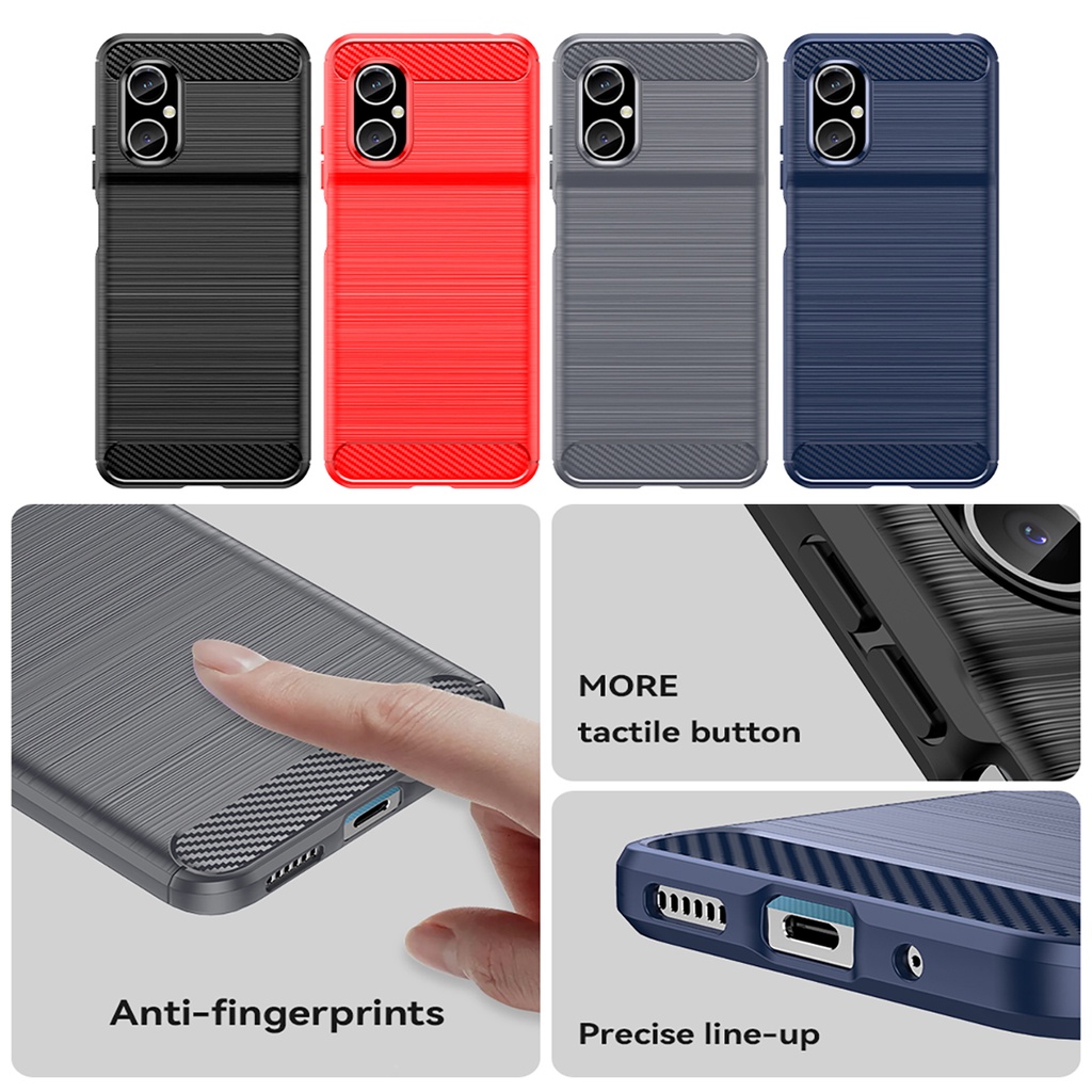 Xiaomi Poco M4 5G Poco M5 Carbon Brushed Back Casing Case Cover TPU ...