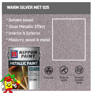 MET 025 WARM SILVER • 1L • Metallic Paint • Nippon • Metallic Finish ...