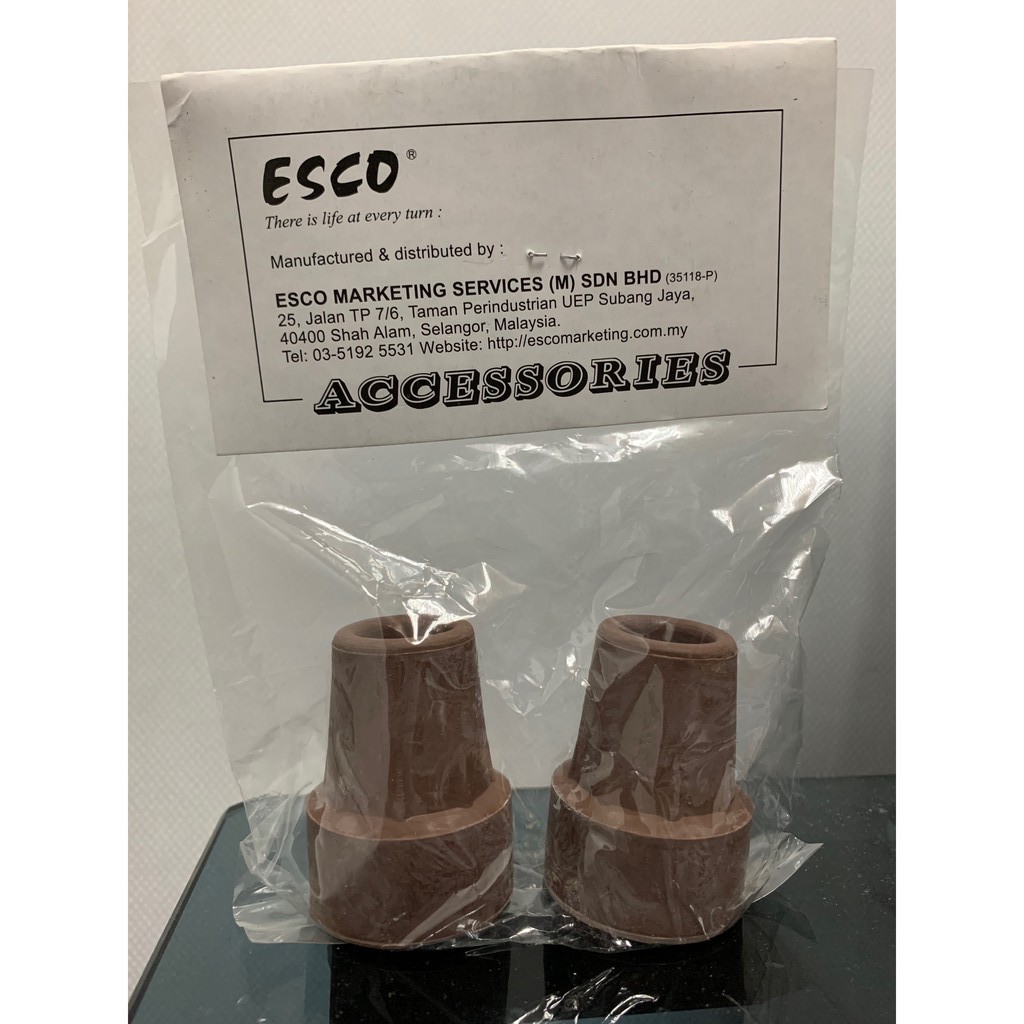 ESCO RUBBER TIPS FOR WALKING STICK / ELBOW CRUTCHES 2'S (BROWN / GREY ...