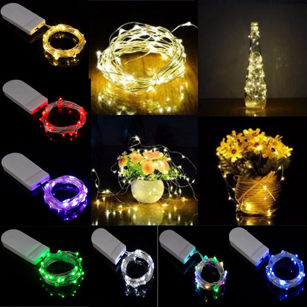 1M 2M LED Fairy Lights String Copper Wire with Battery for Party ...