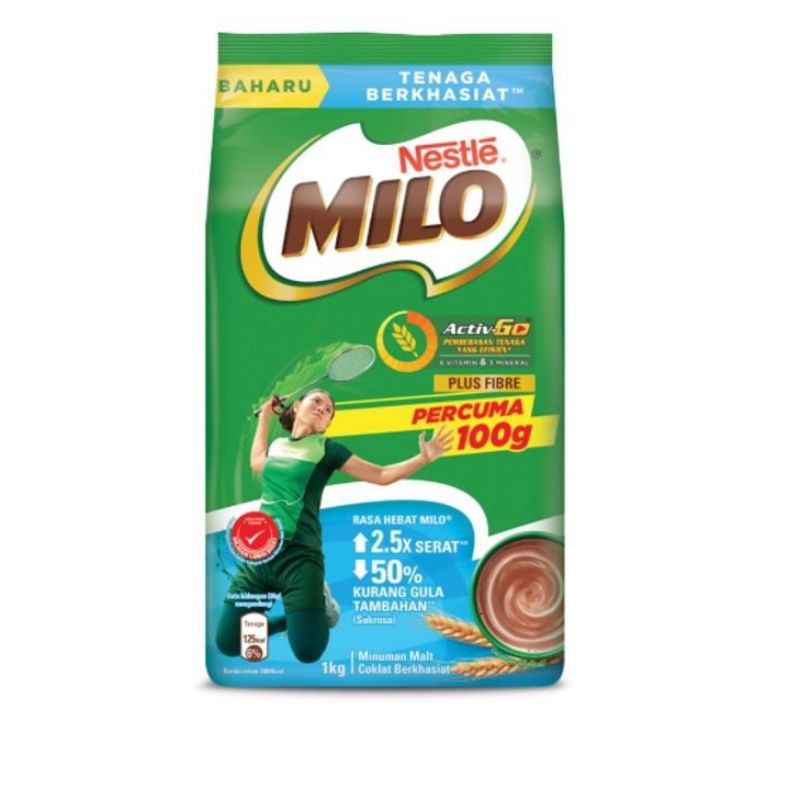 Nestle MILO Activ-Go Plus Fibre (900g) FREE 100g | Shopee Malaysia