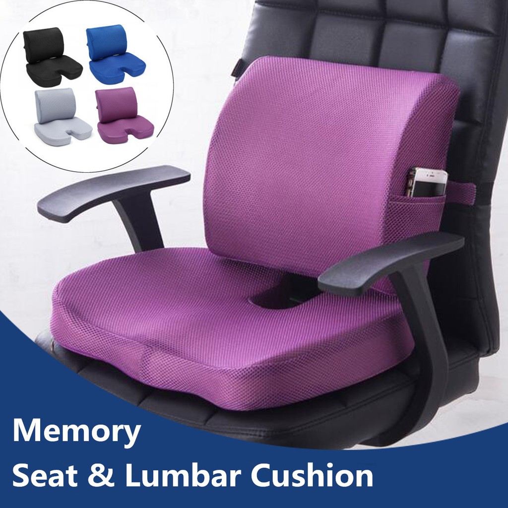 🔥Memory Foam Seat🔥 Back Pain Relief Gel Memory Foam Lumbar Support ...