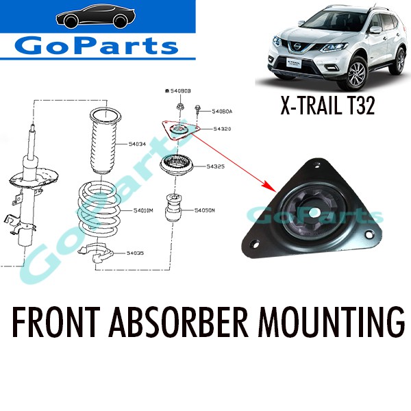 (1pc) Front Absorber Mounting 54320-4CL0B Nissan X-Trail T32 2.0 2.5 ...
