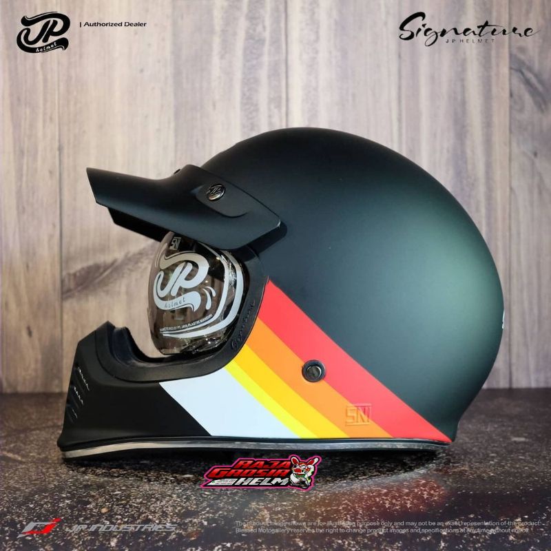 HITAM Retro HELM JP SIGNATURE SG 02 RAINBOW BLACK DOFF ORIGINAL RETRO ...