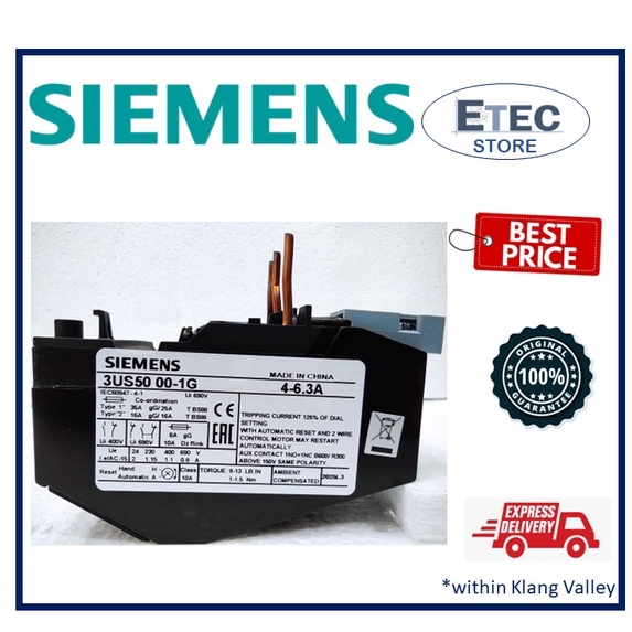 SIEMENS-3US5000-1G Thermal Overload Relays (4-6.3A) | Shopee Malaysia