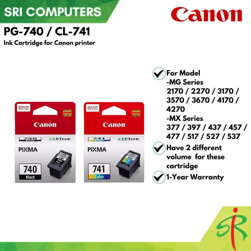 Canon PG-740 Black / CL-741 Colour Fine Cartridges | Shopee Malaysia