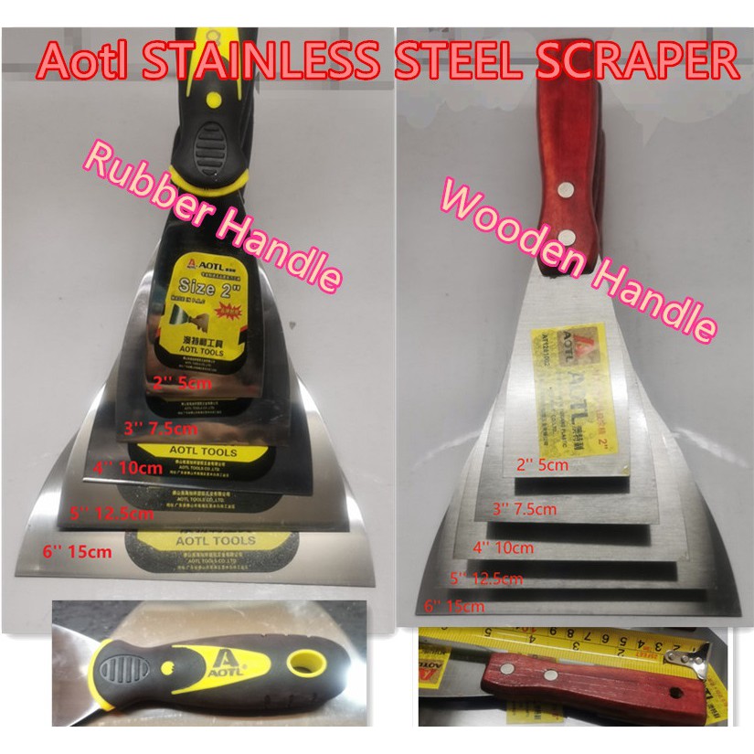Mega AOTL Tools Stainless Steel Scraper with Rubber Handle / Wooden ...