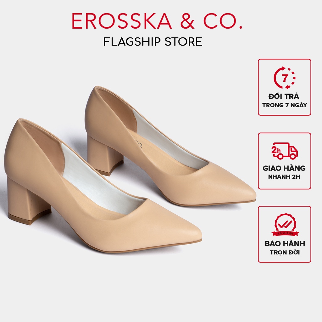 Erosska pointed toe high heels, basic style, 5cm high, cream color ver ...