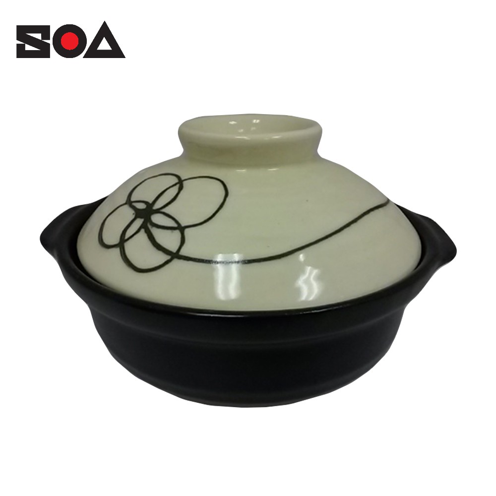 SOA Sand Casserole HANA BLACK Japanese Ceramic Pots Claypot Nabe ...