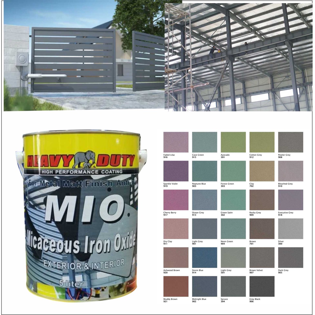 ( 5L ) Heavy Duty MIO Micaceous Iron Oxide 氧化铁漆 / CAT BESI TAHAN KARAT ...