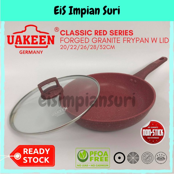(Sales!!) EIS Uakeen RED 20/22/26/28/32cm Forged Granite Non Stick ...