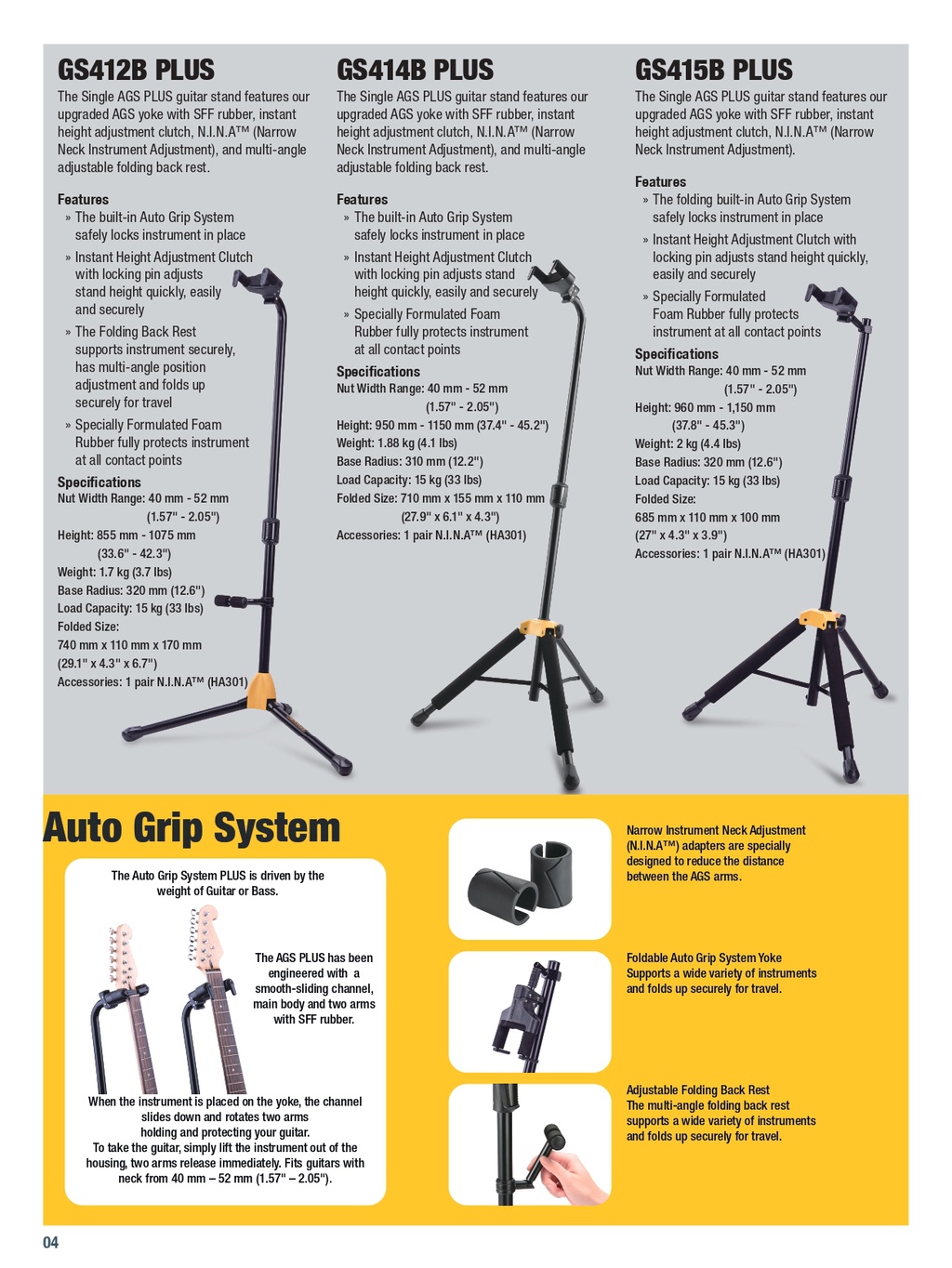 Hercules GS412B PLUS Stands AutoGrip Guitar Stand with Foldable ...