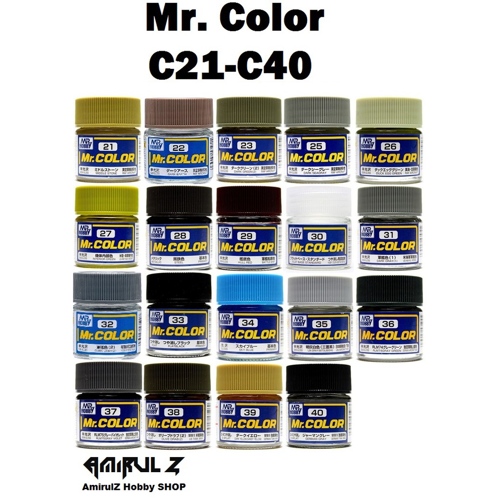 Mr. Hobby Color 10ml C21-C40 Paint For Gundam and Plastic Model Kit ...