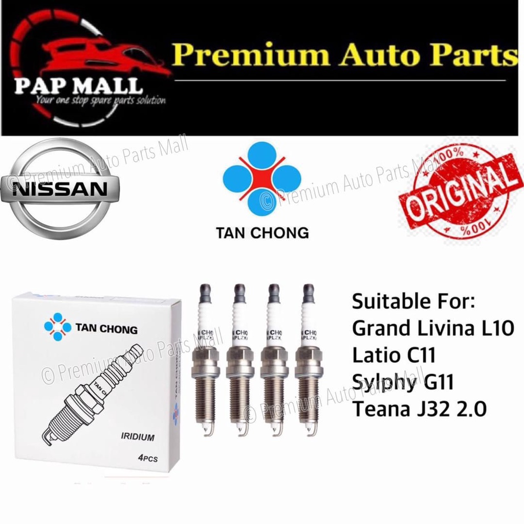 ORIGINAL TAN CHONG NISSAN IRIDIUM PLUG 4pcs ( Nissan Livina L10 ...