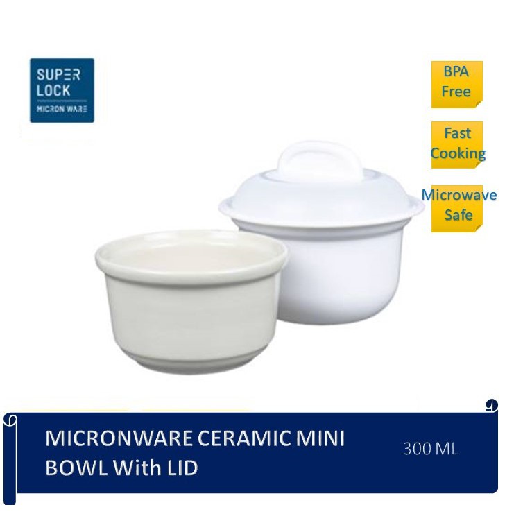 MICRON WARE Ceramic Bowl / Ceramic Microwave Bowl / Soup Bowl with Lid ...