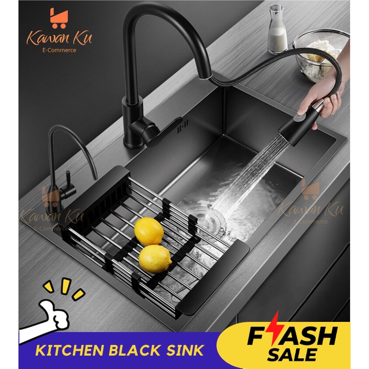 Kitchen Sink 304 Stainless Steel Handmade Nano Sinki Dapur Bowl Basin ...