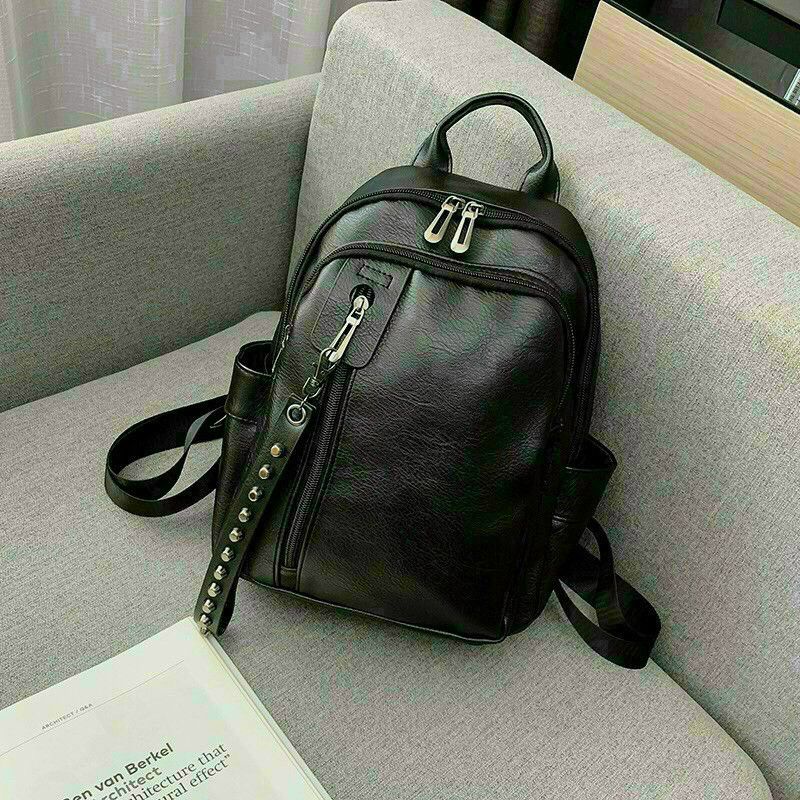 Leather backpack for school and outings with many convenient ...