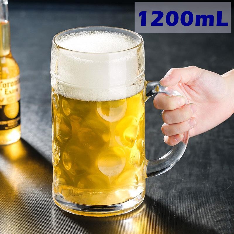 Creative Glass Beer Mug with Handle ( 1.2LITER ) / Big Beer Glass / Mug ...
