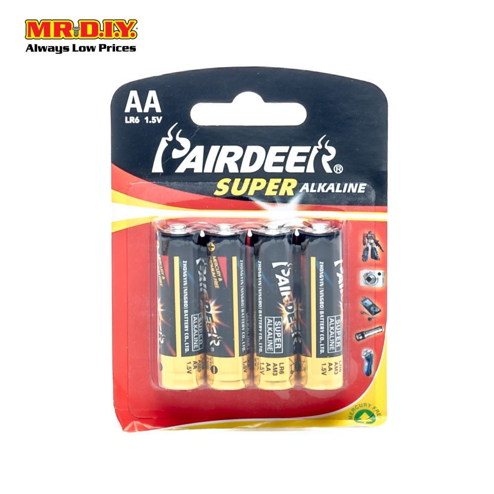 MR.DIY PAIRDEER Super Alkaline Battery AA (4pcs) | Shopee Malaysia