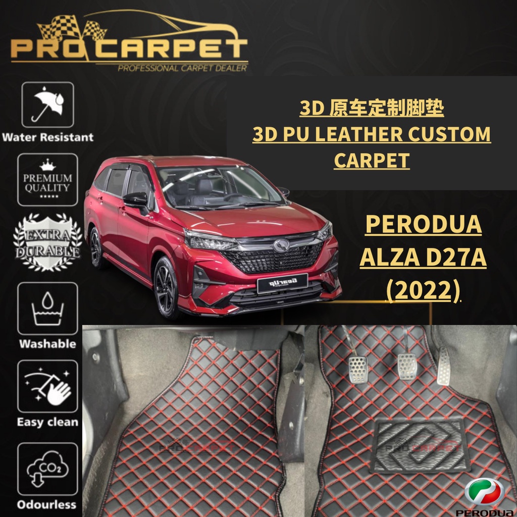 PERODUA ALZA D27A 7 SEATER (2022)CAR ACCESSORIES FLOORMAT CARMAT 3D PU LEATHER CUSTOMMADE ANTI ...
