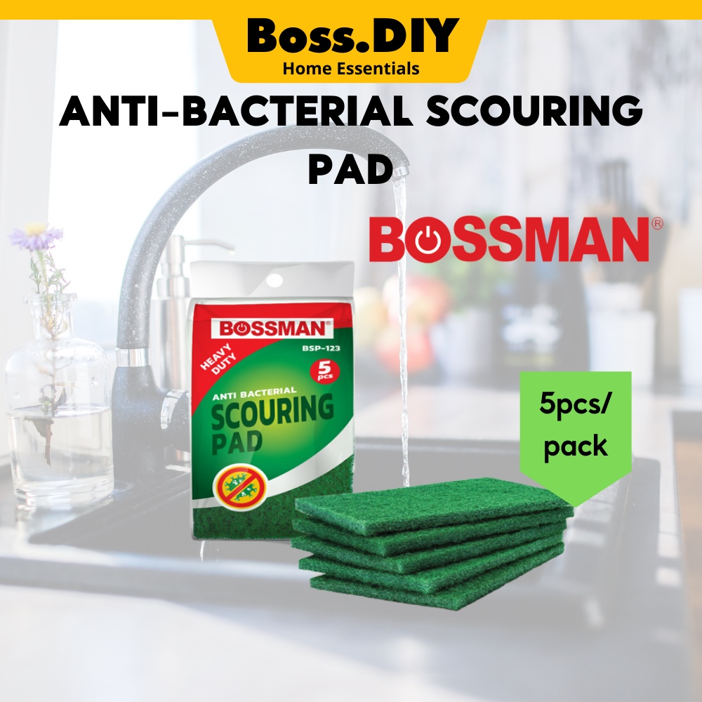 【BOSSMAN】Anti-Bacterial Scouring Pad (5pcs/pack) Scour Pad Sabut ...