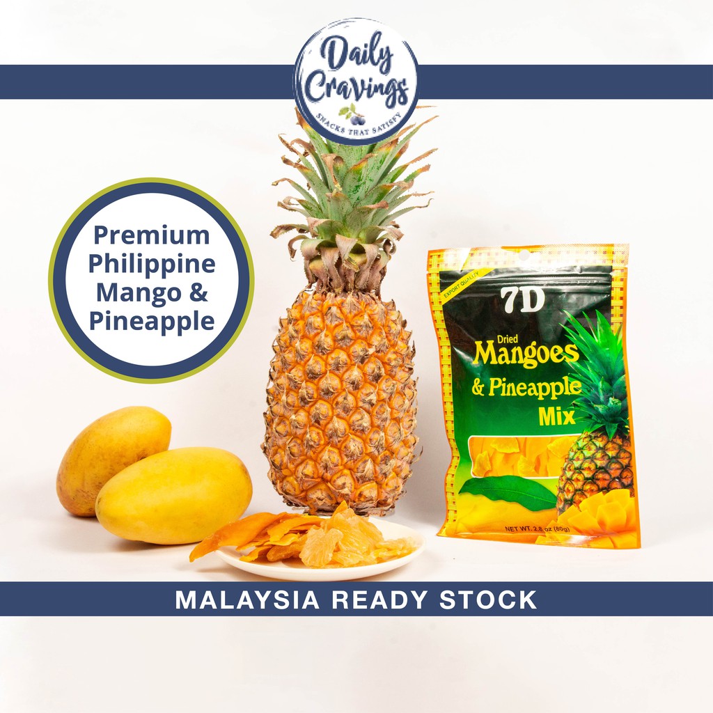 7D Dried Mangoes & Pineapple Mix 80g - Buah Kering Mangga & Nenas 7D ...