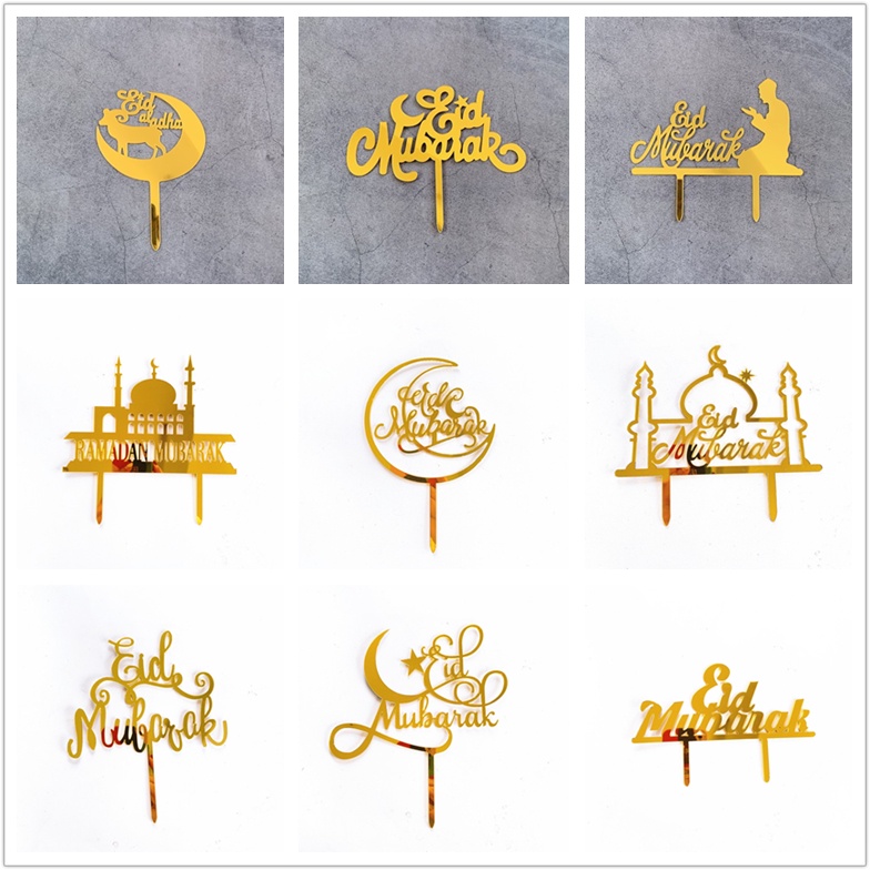 Pack of 10pcs Eid Mubarak Cake Topper Acrylic Cake Topper Muslim Eid ...