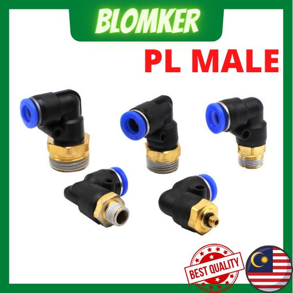 PL Elbow Pneumatic Fitting 1/4 3/8 1/2 1/8 BSP Male Thread Air Quick Connector L Shape Push In ...