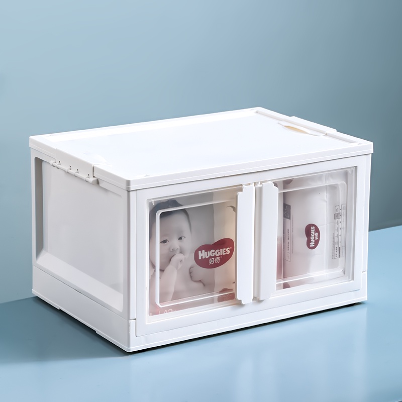 READY STOCK Twin Door Foldable Big Plastic Cabinet Storage Box Front ...