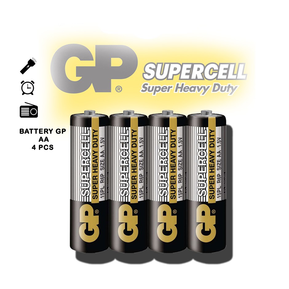 [4Pcs] GP Supercell Super Heavy Duty AA & AAA Battery / Bateri AA & AAA ...