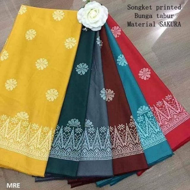 KAIN PASANG SONGKET BUNGA TABUR PRINTED vol.1 | Shopee Malaysia