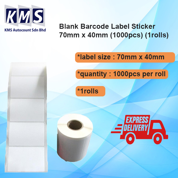 Blank Barcode Label Sticker 70mm x 40mm (1000pcs) (1roll) | Shopee Malaysia