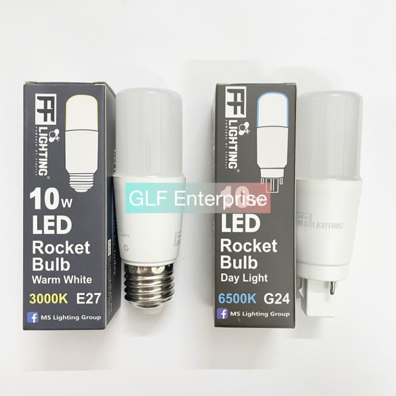 FF Lighting 10W/15W LED Rocket Bulb E27 / PLC Daylight / Warm White ...