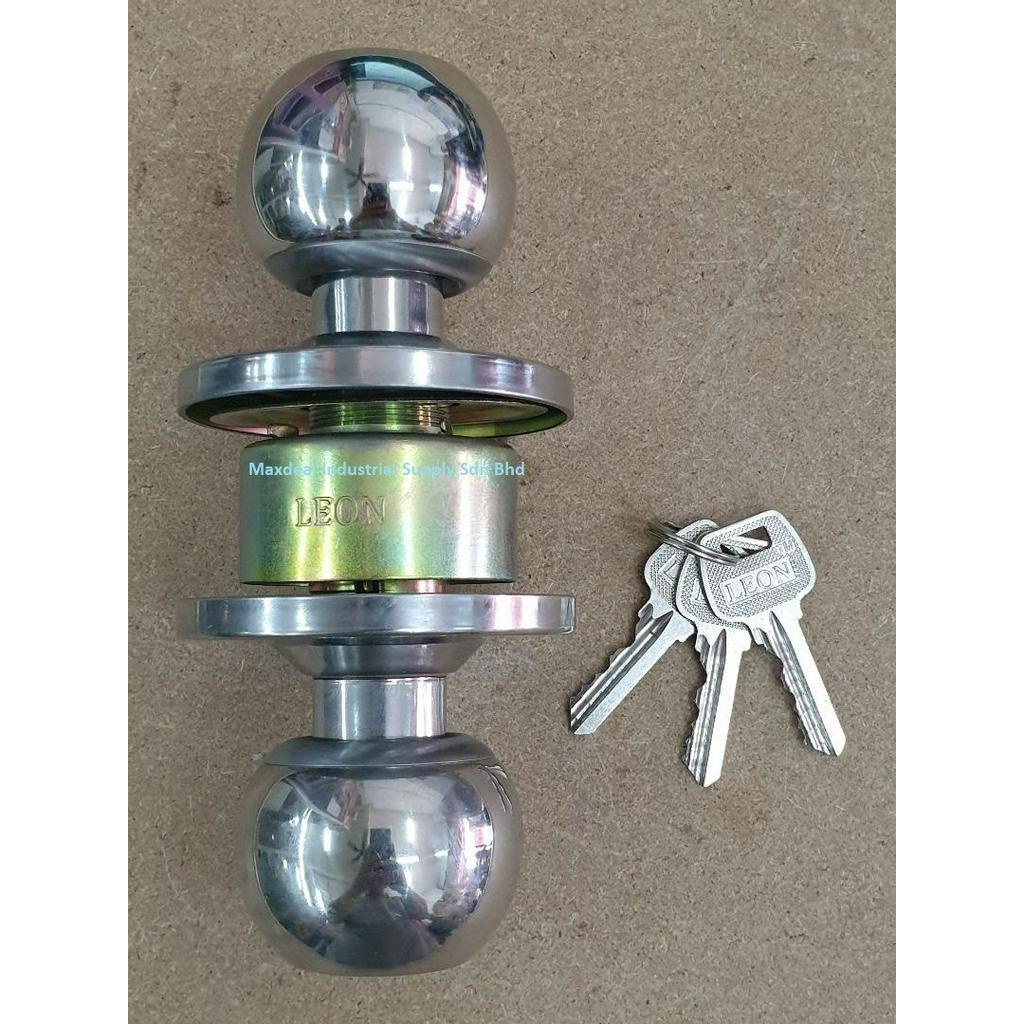 LEON Cylindrical lock L5000SP ( Satin Polished ) 32mm - 46mm / Tombol ...