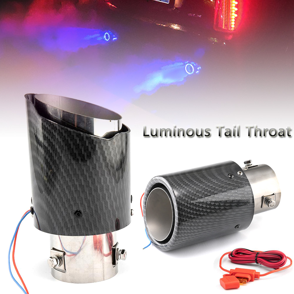 Universal Car Modified Single Outlet Exhaust Pipe Tail Throat Car LED ...