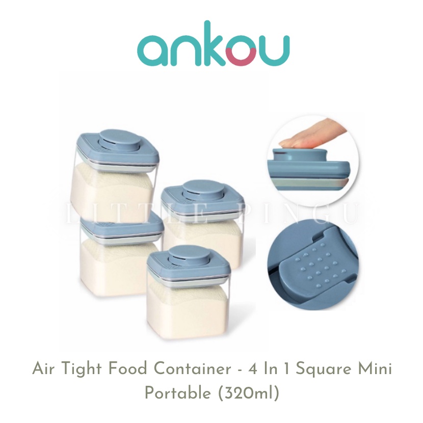 ANKOU Air Tight Food Container - 4 In 1 Square Mini Portable (320ml ...