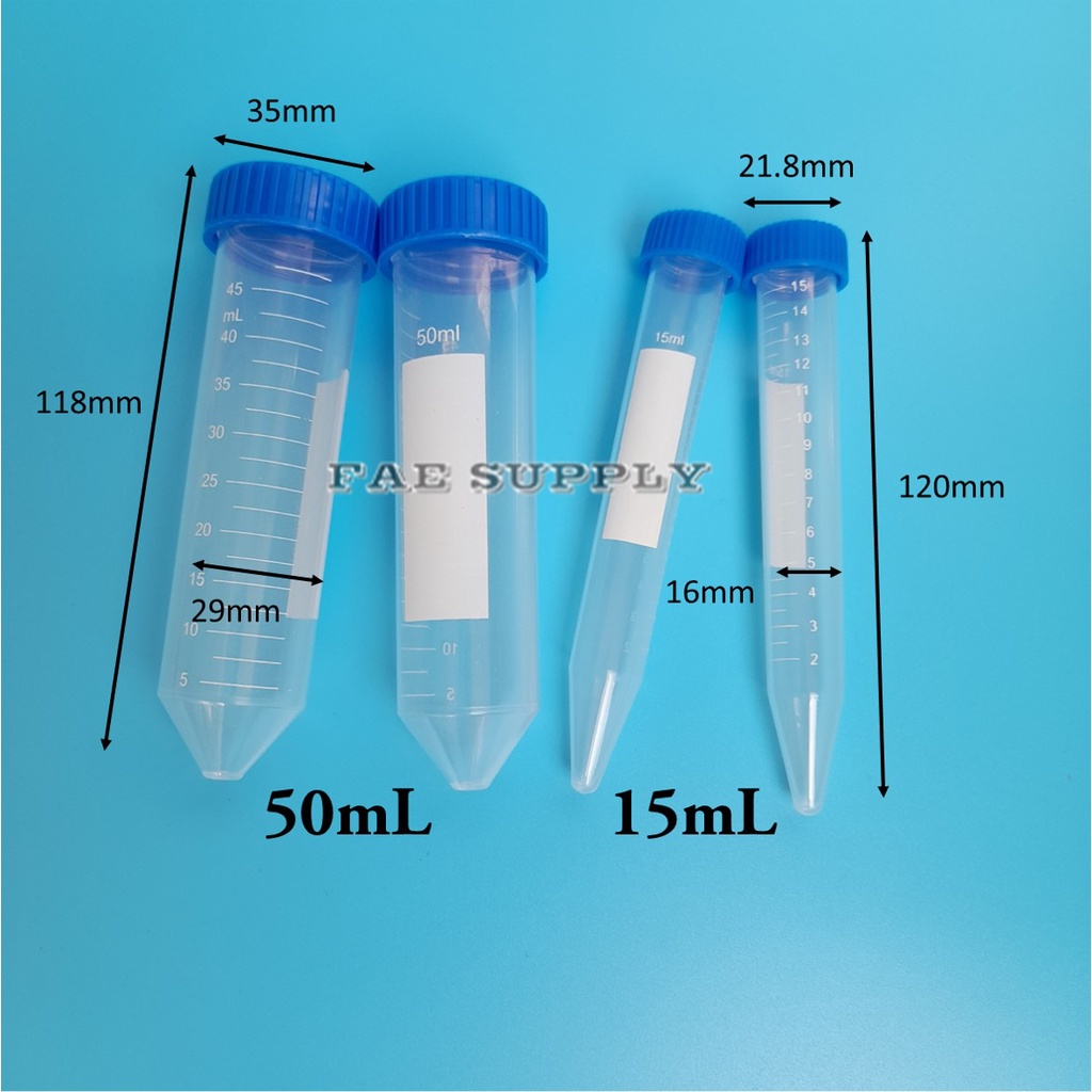 Centrifuge Tube falcon Conical Bottom With Screw Cap, 50mL 15 mL 10mL ...