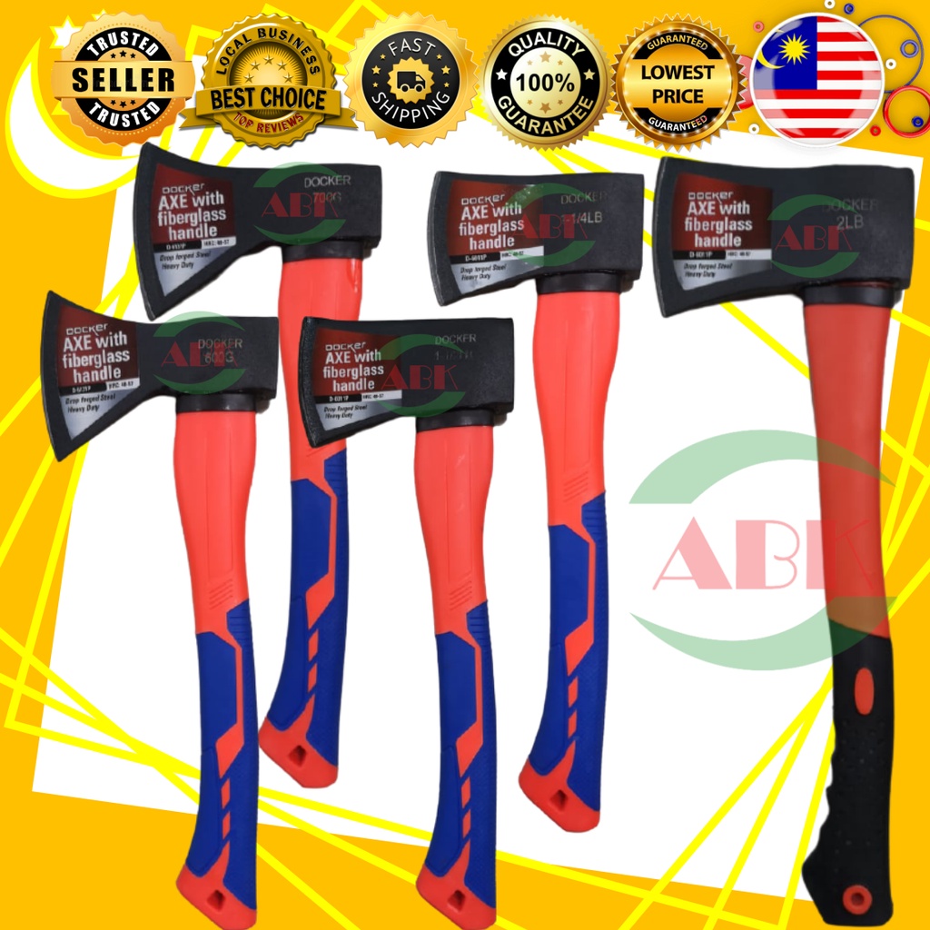 DOCKER HEAVY DUTY AXE KAPAK HATCHET WITH FIBERGLASS HANDLE (1.25LBS / 1 ...