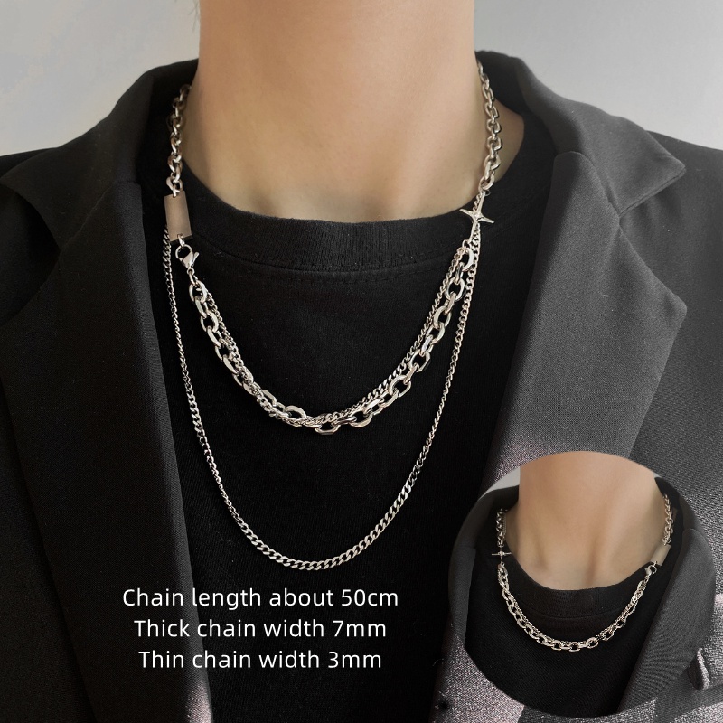 READYSTOCK Men Cuba Necklace Hip Hop Style Stainless Steel Titanium ...