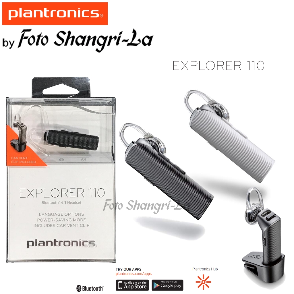 Plantronics Explorer 110 Bluetooth Mono Headset HD Audio Smart Voice ...