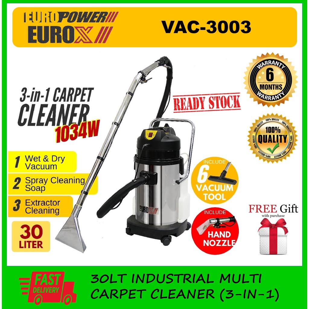 EUROX VAC3003 30L INDUSTRIAL MULTIFUNCTIONAL CARPET CLEANER 3-IN-1 ...