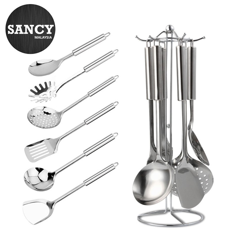 READY STOCK 🔥 SANCY 7-In-1 Kitchenware Stainless Steel Utensil Spatula ...