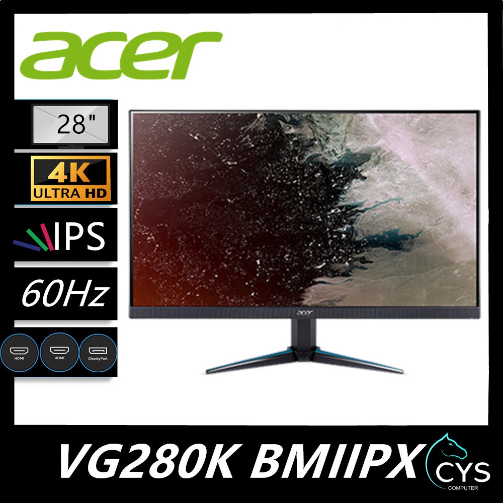 ACER VG280K BMIIPX 28" IPS 4K ULTRA HD 4MS FREESYNC HDR 10 MONITOR ...