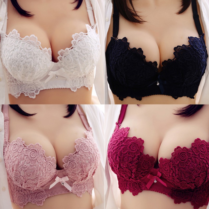 Women Lace Floral Print Sexy Bras & Panties Set Push Up Soft Adjustable Bras | Shopee Malaysia
